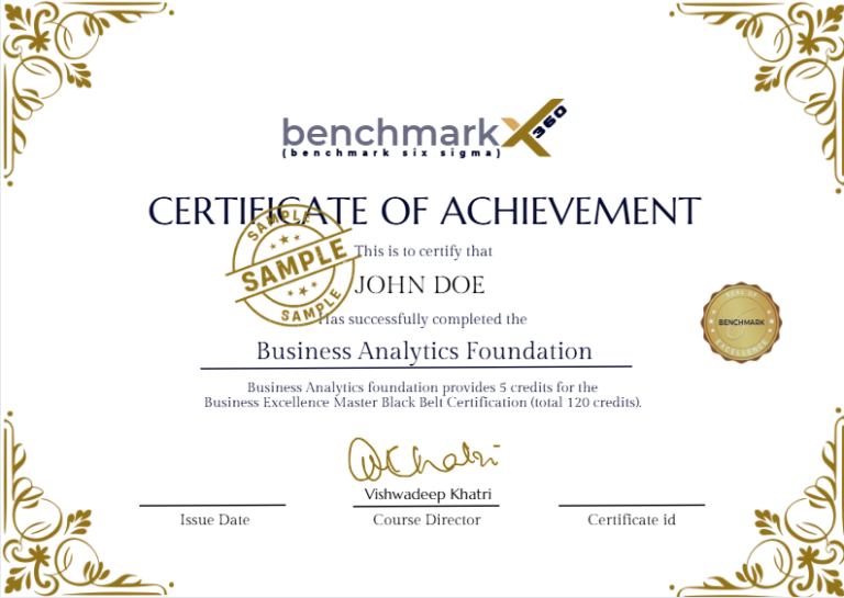 Business Analytics Foundation Certificate - Benchmark X 360